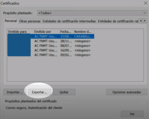 Como exportar y descargar el certificado digital | Camerfirma
